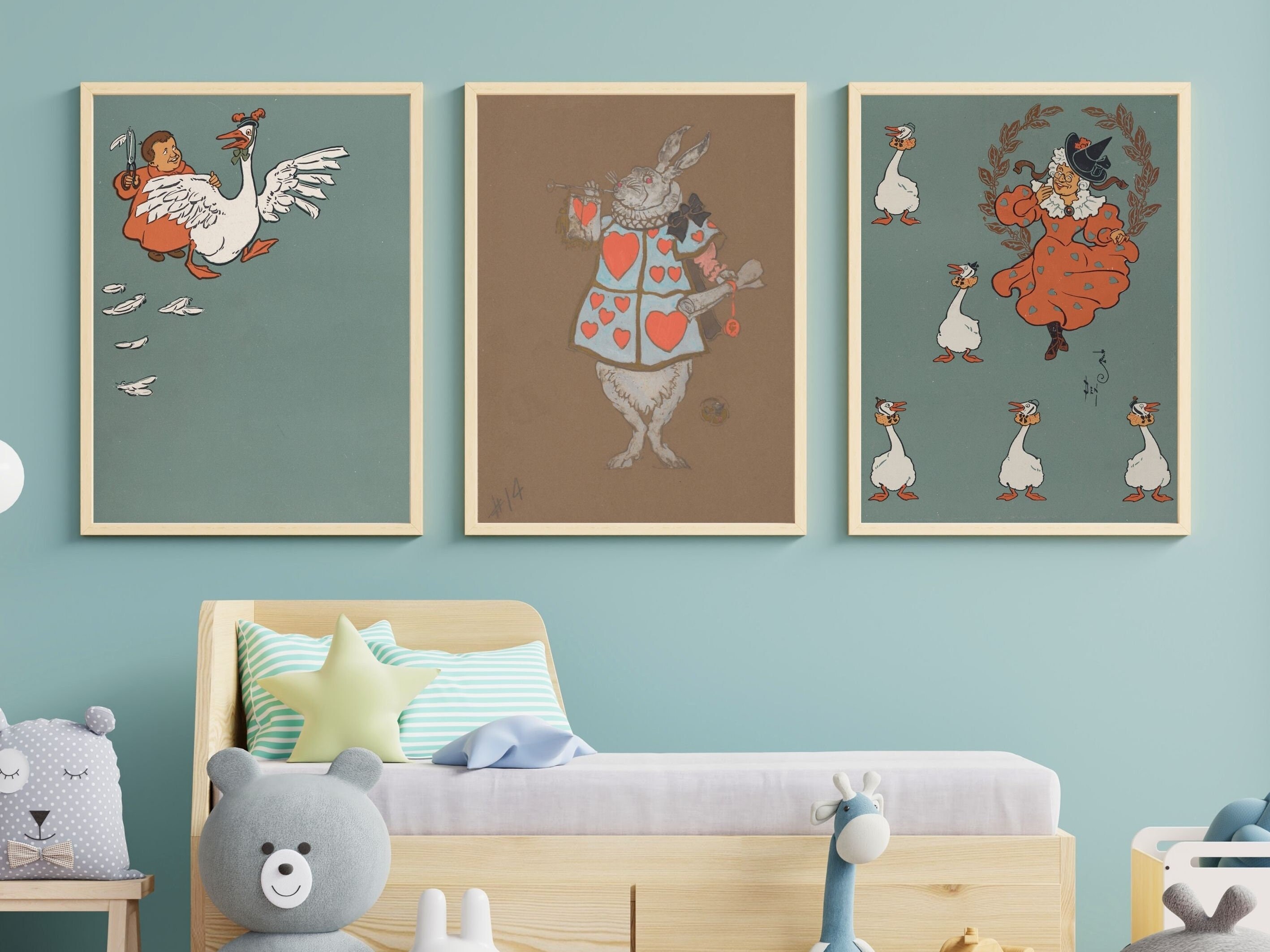 Vintage Printable Nursery Rhyme Fairytale Nursery Wall Art - Colorful ...