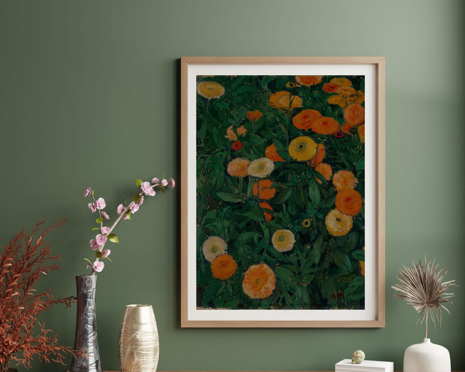 Vintage Abstract Marigold Artwork - Print of Vintage Painting ...