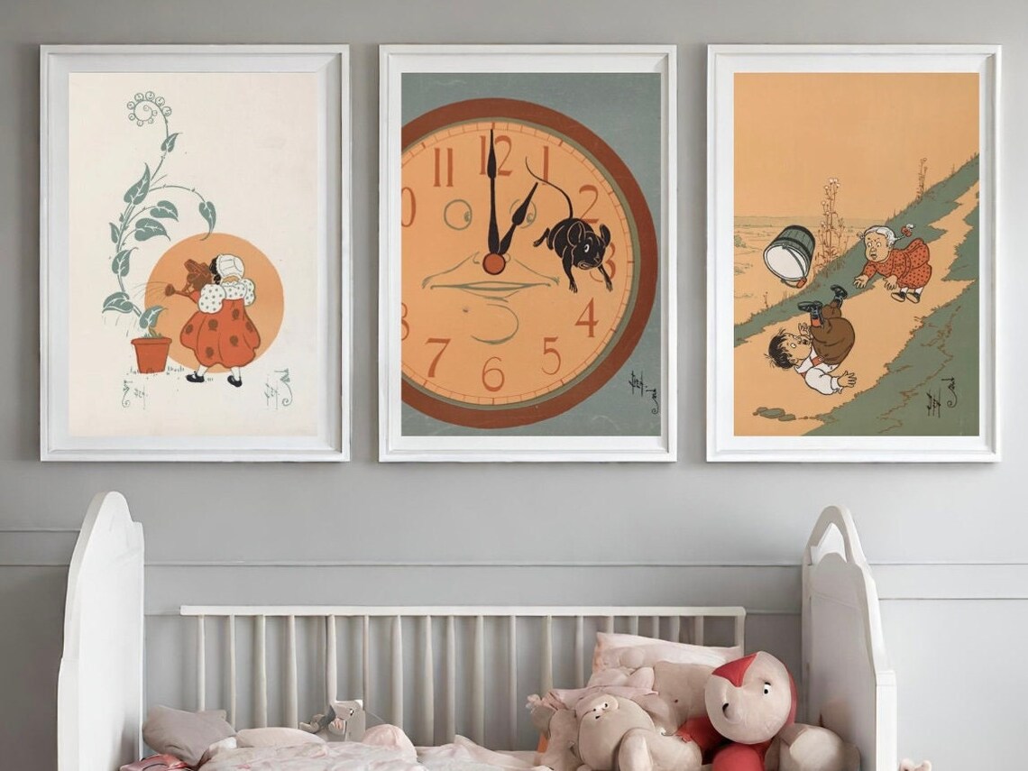 Vintage Printable Nursery Rhyme Fairytale Nursery Wall Art Colorful ...