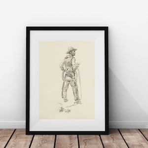 Vintage Cowboy Sketch Digital Download - Single Image - Printable ...