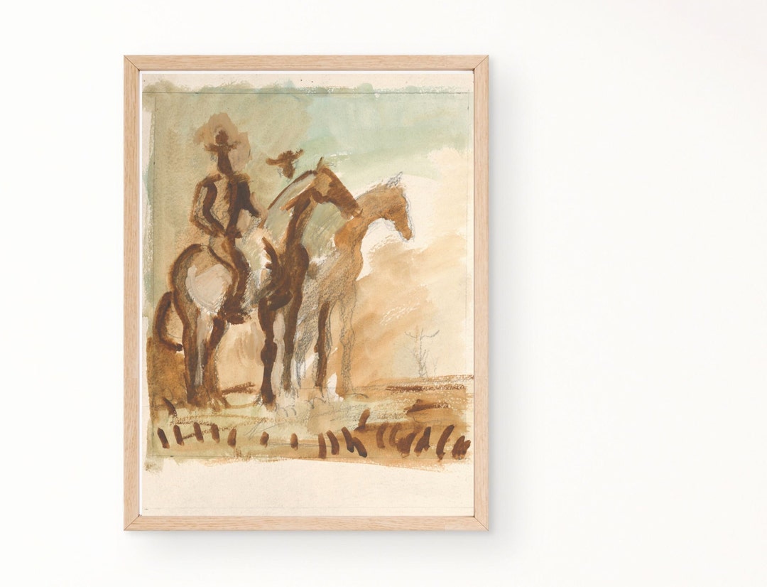 Abstract Cowboy Print - Print of Vintage Painting - Wall Decor - Fine ...