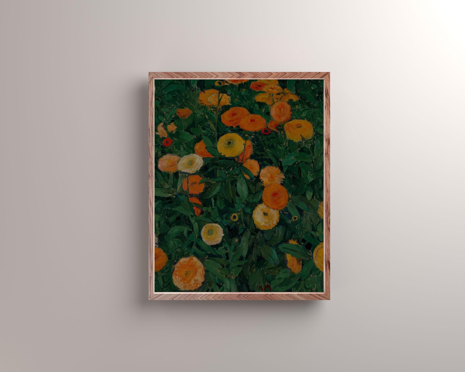 Vintage Abstract Marigold Artwork - Print of Vintage Painting ...