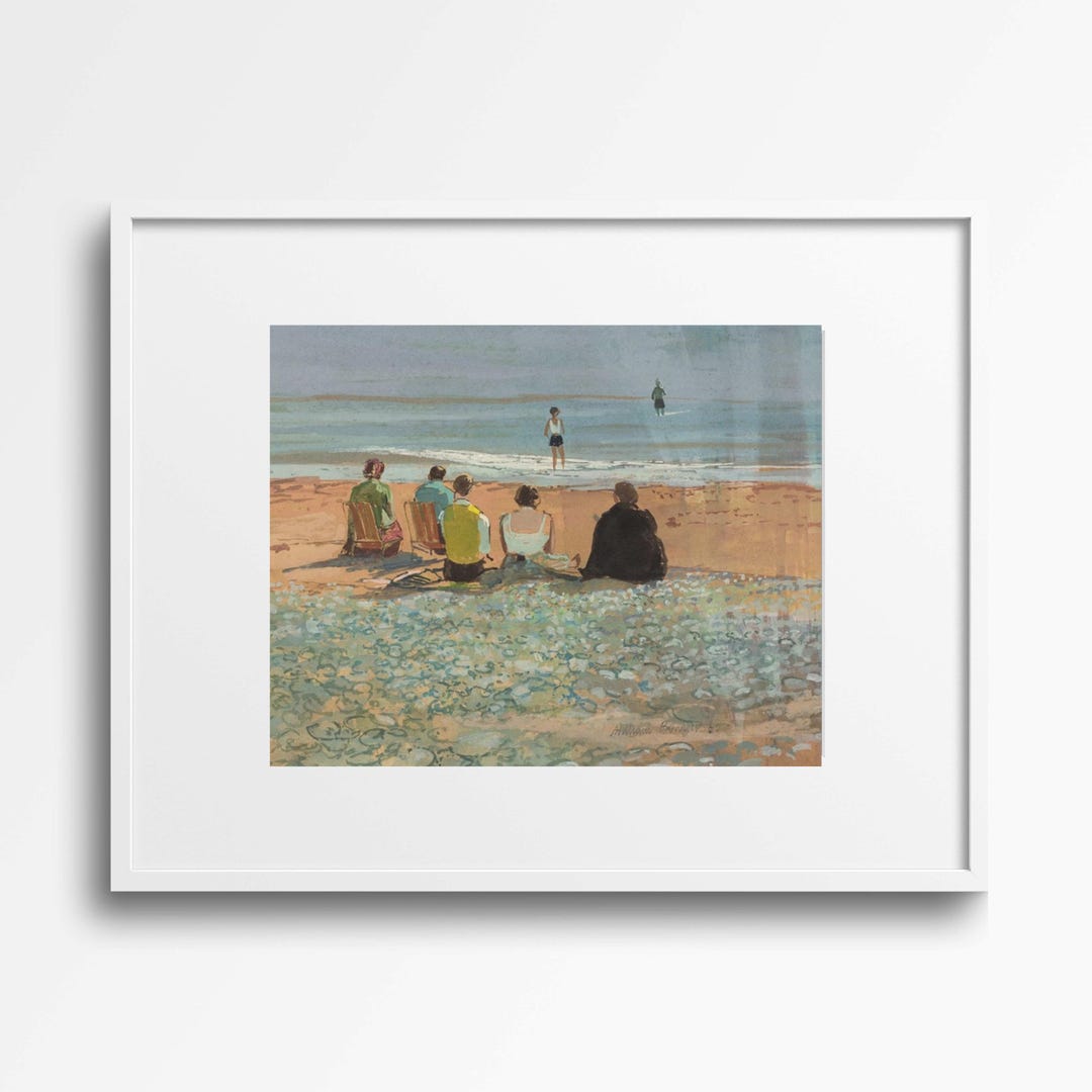 Vintage Impressionist Day at the Beach Artwork Digital Download ...