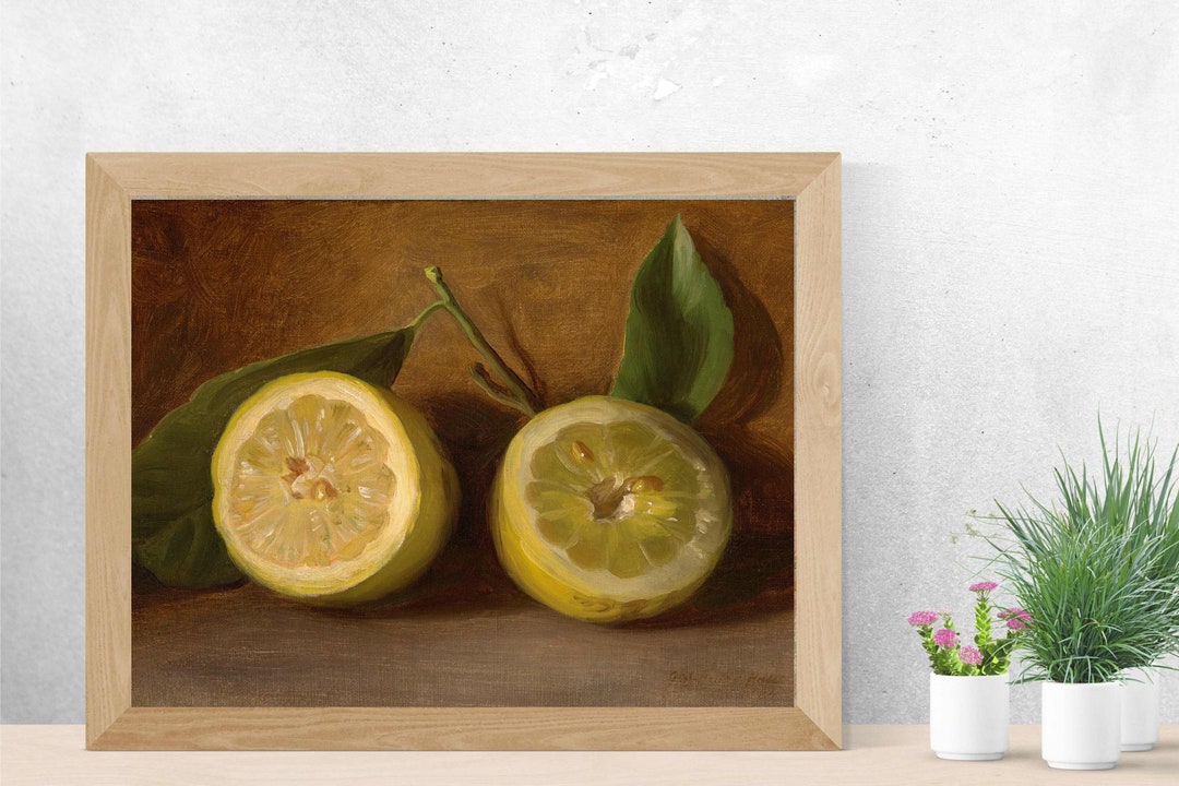 Vintage Lemon Print - Print of Vintage Painting - Wall Decor - Fine Art ...