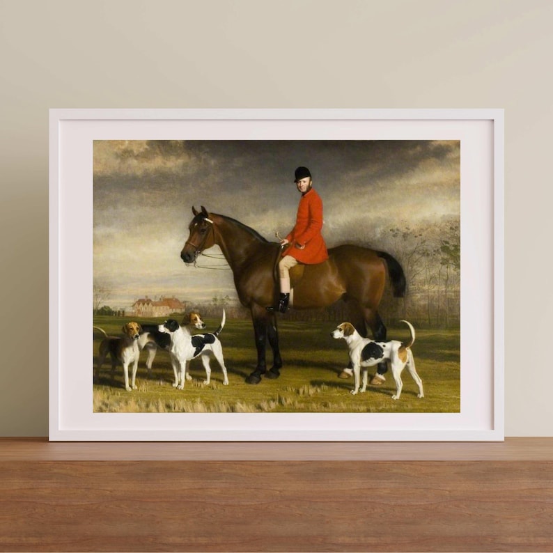 Vintage Waiting for the Fox Hunt Painting Print - Print of Vintage ...