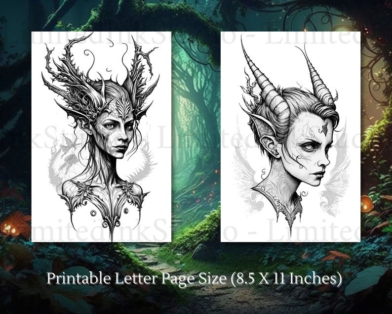 Fairies & Fae: Book 1 | Printable Coloring Book | Grayscale Coloring ...