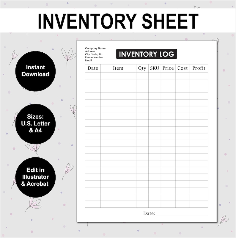 Inventory Sheet - Etsy
