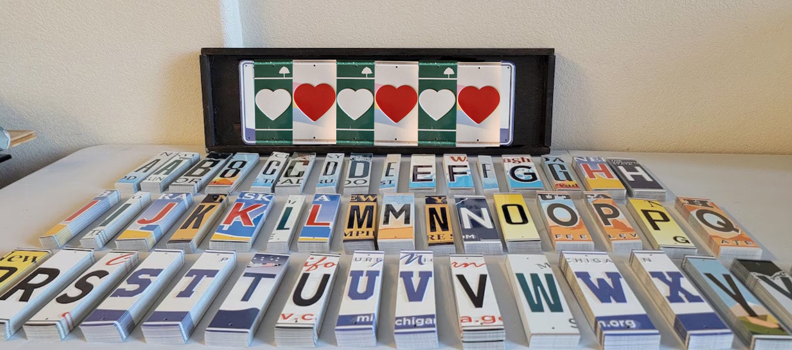 License Plate Letters Numbers Hearts End Pieces Spacers for Wall Art ...