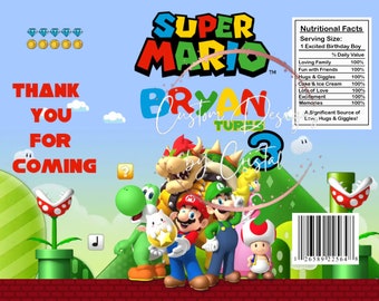 Super Mario Bros Chip Bag Printable Chip Bag Mario Bros Birthday Party ...