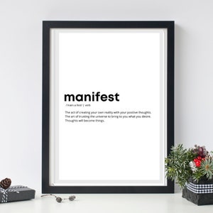 MANIFEST Definition | Printable Wall Art | Digital Download Print ...