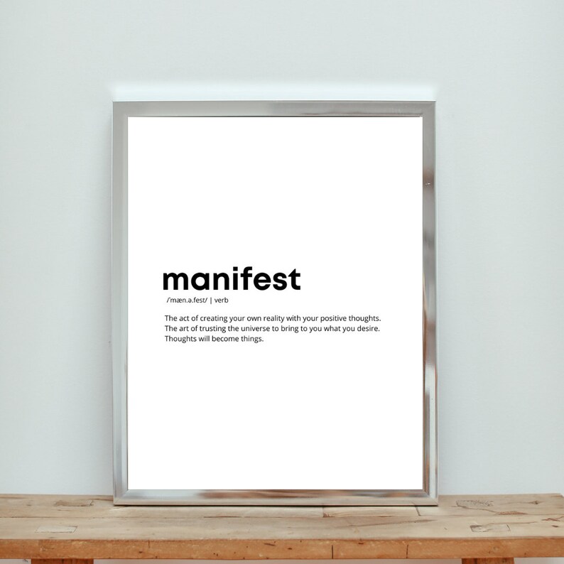 MANIFEST Definition | Printable Wall Art | Digital Download Print ...