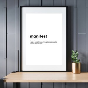 MANIFEST Definition | Printable Wall Art | Digital Download Print ...