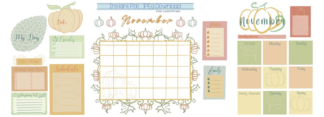 November Printable Planner, Downloadable Planner, Personal Use, Daily ...