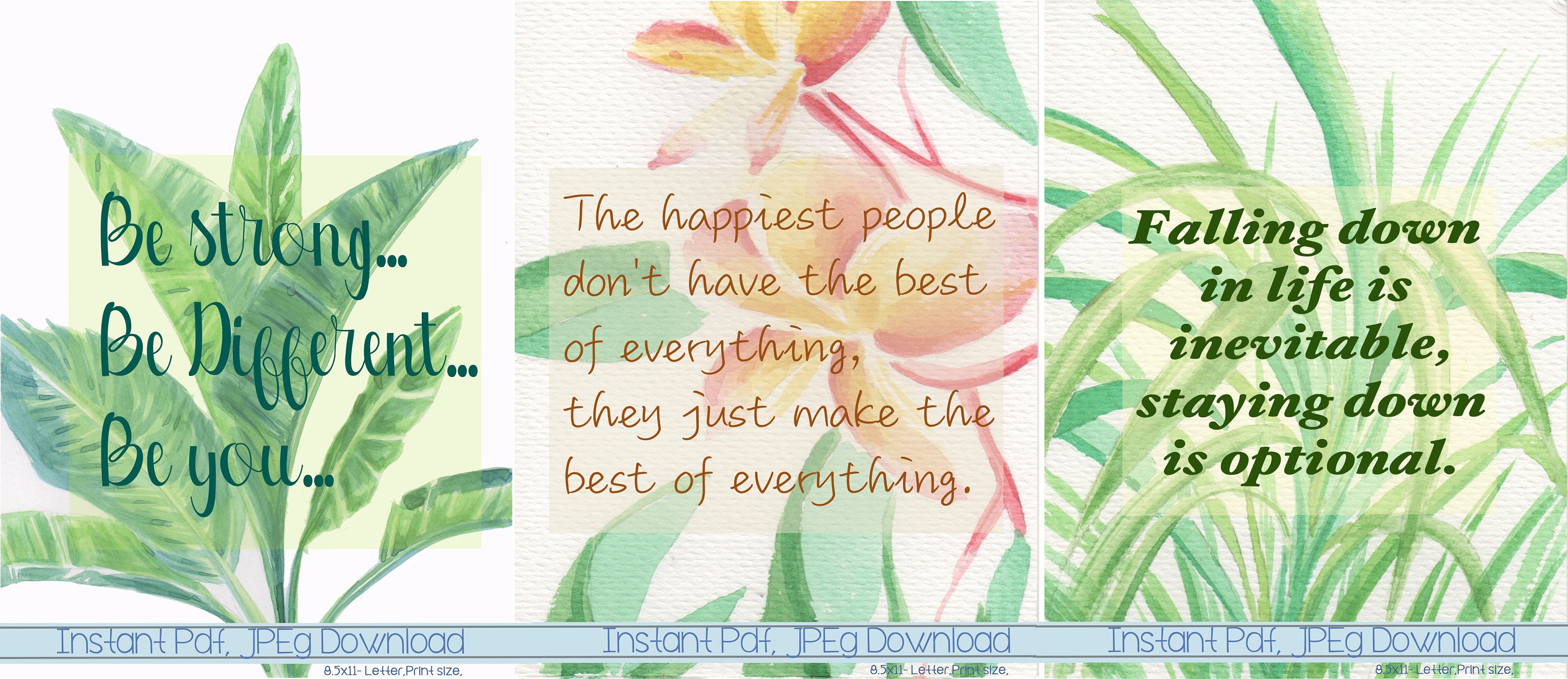 Motivational Plants, Instant Download Prints, Jpeg/pdf, Plant Wall ...
