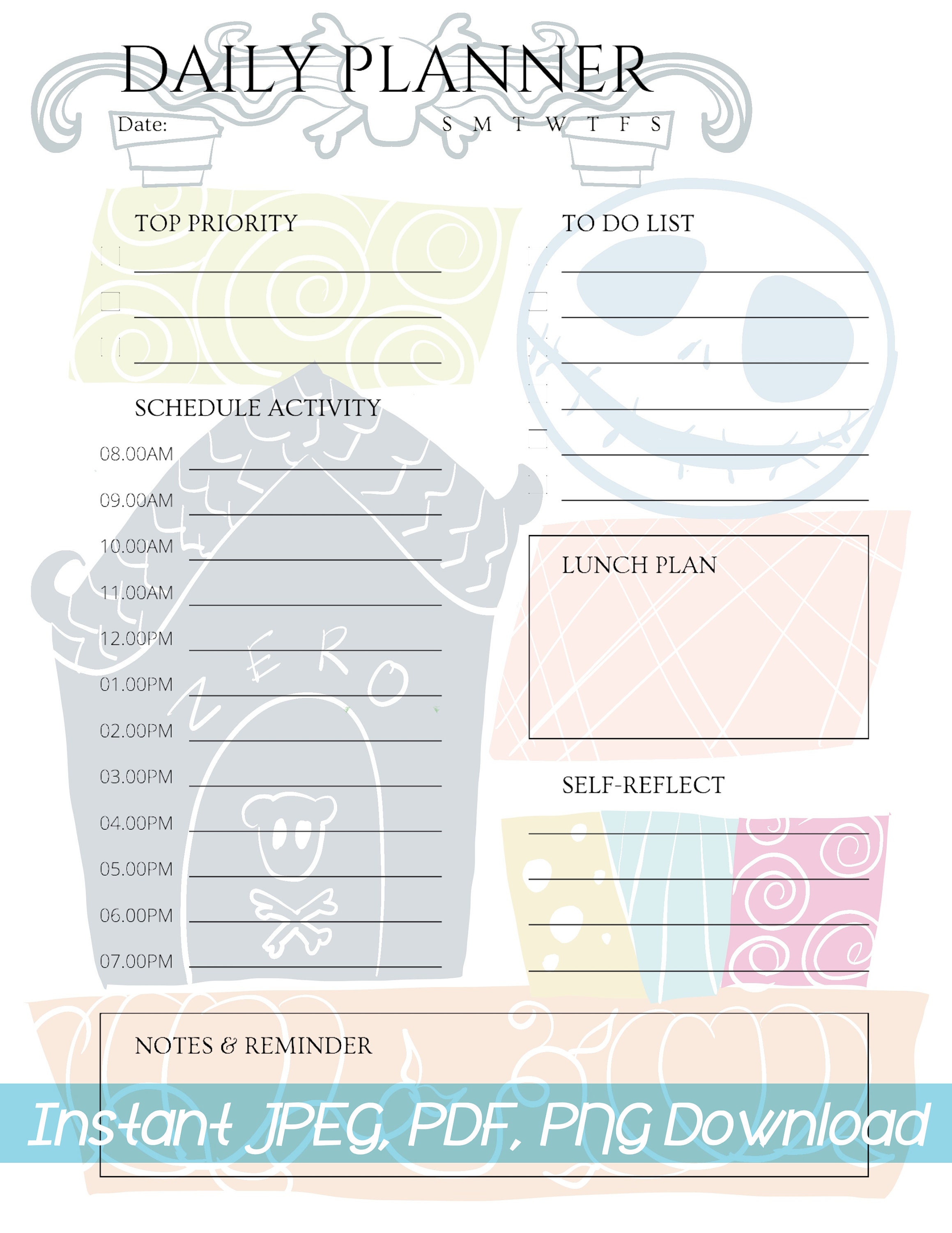 Jack Skellington Printable Planner, Downloadable Planner, Personal Use ...