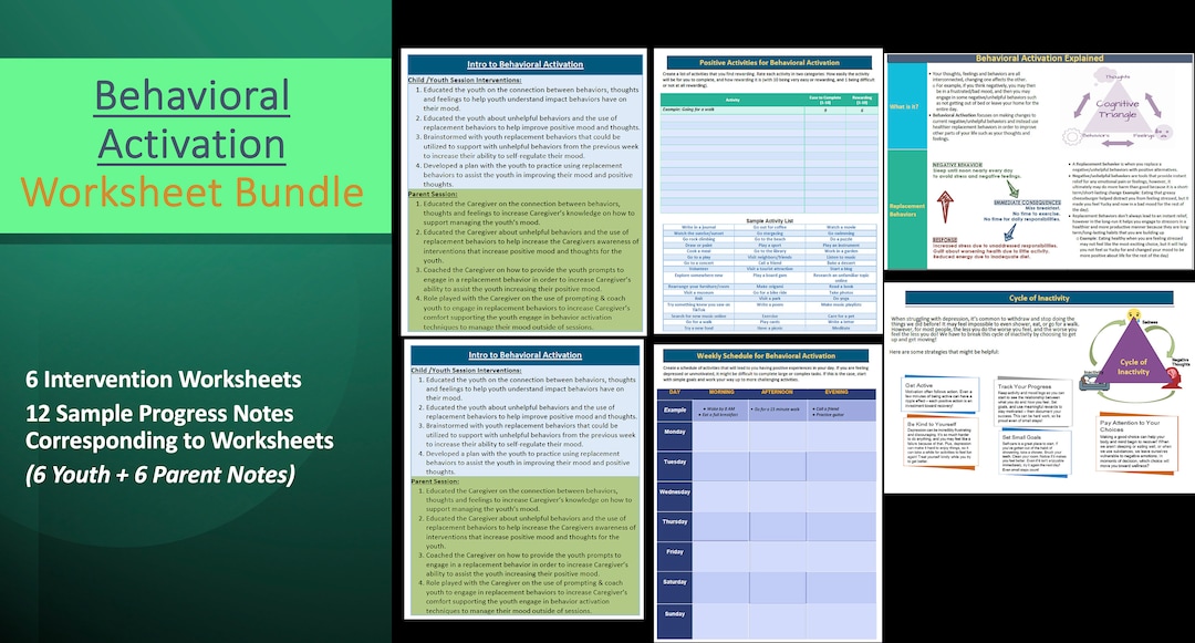 Behavioral Activation: Intervention Worksheet Bundle - Etsy