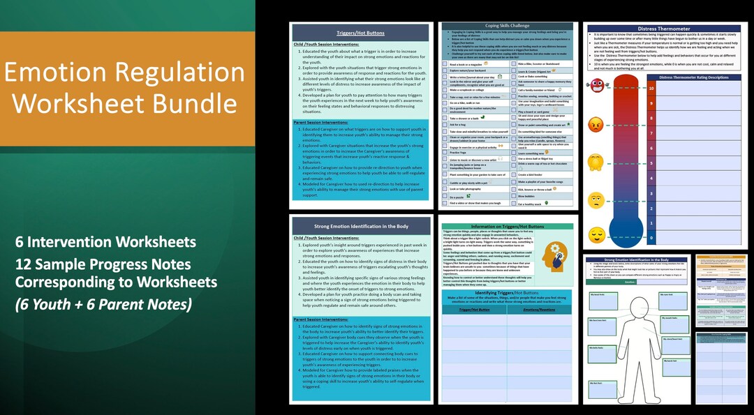 Emotion Regulation: Intervention Worksheet Bundle - Etsy