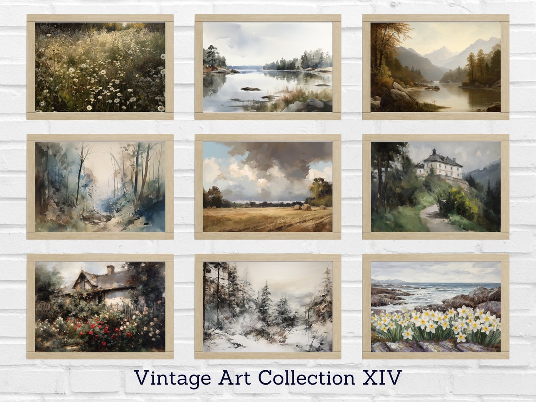 Antique Gallery Set Print Set of 9 Vintage Art Prints Rustic Home Decor ...