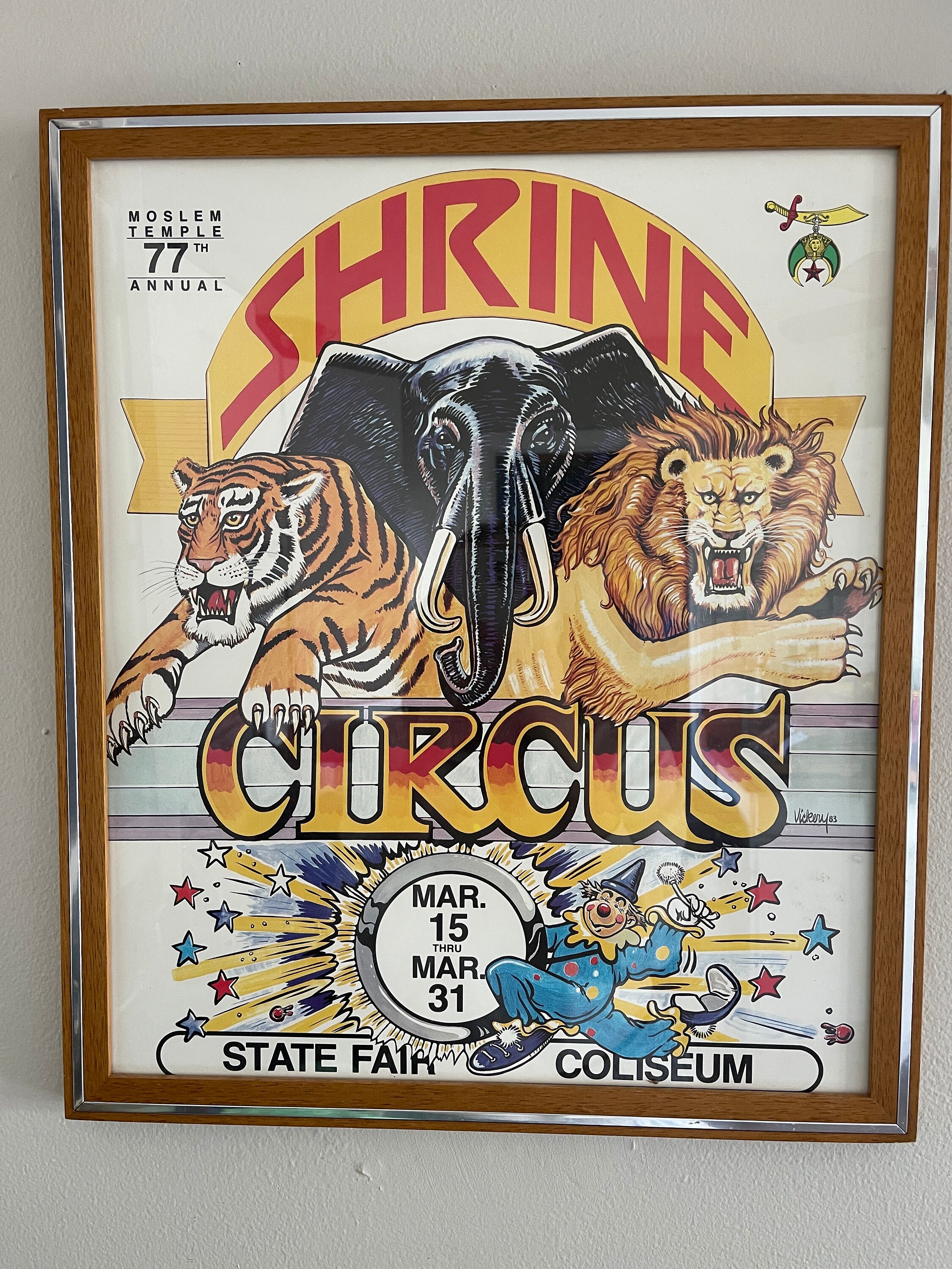 Vintage 1983 Shrine Circus Poster Framed Wall Art - Etsy