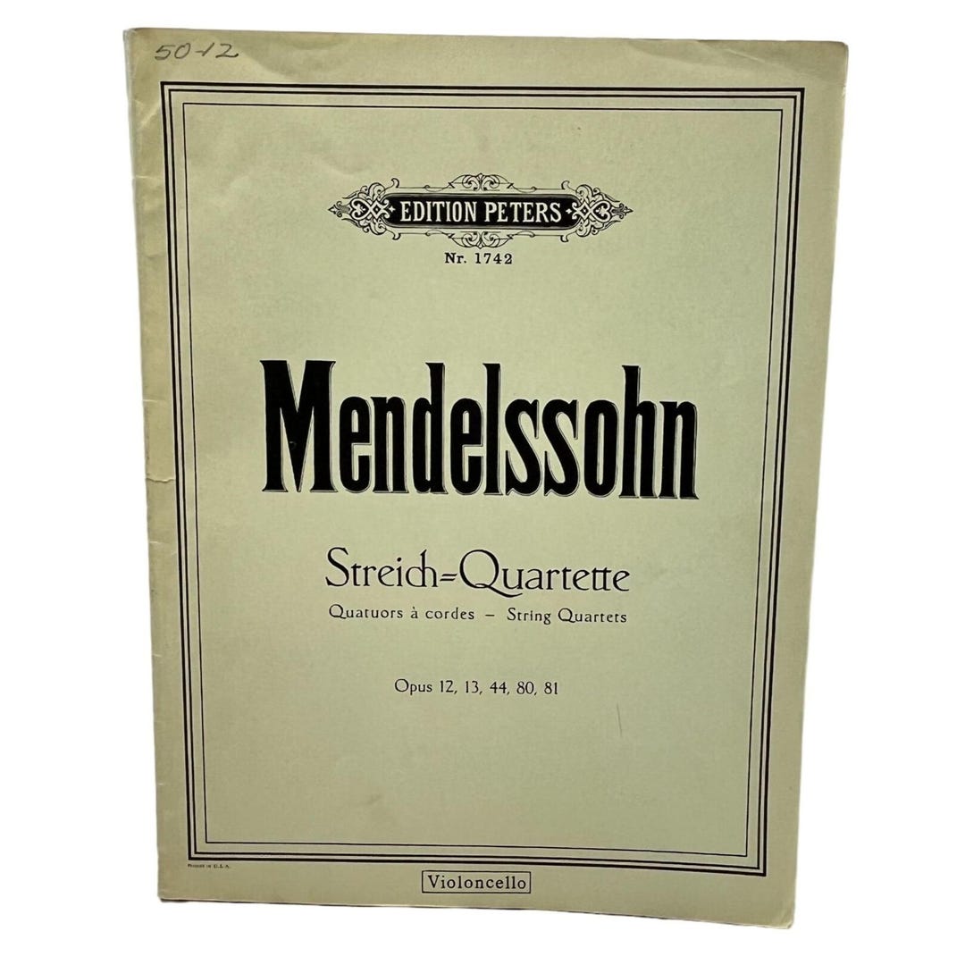 Mendelssohn Streich Quartette Nr 1742 Vintage C F Peters Sheet Music 4 ...
