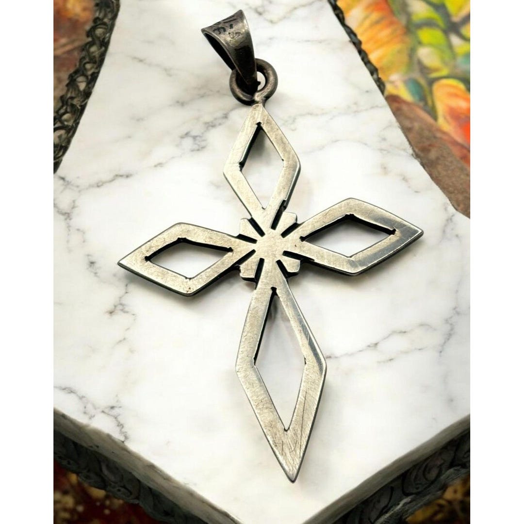 Sterling Silver Openwork Cross Pendant 925 Mexico 110 Religious Faith ...