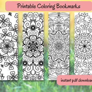 Printable DIY Coloring Bookmarks | Floral Mandala Series 2 | Set of 4 ...