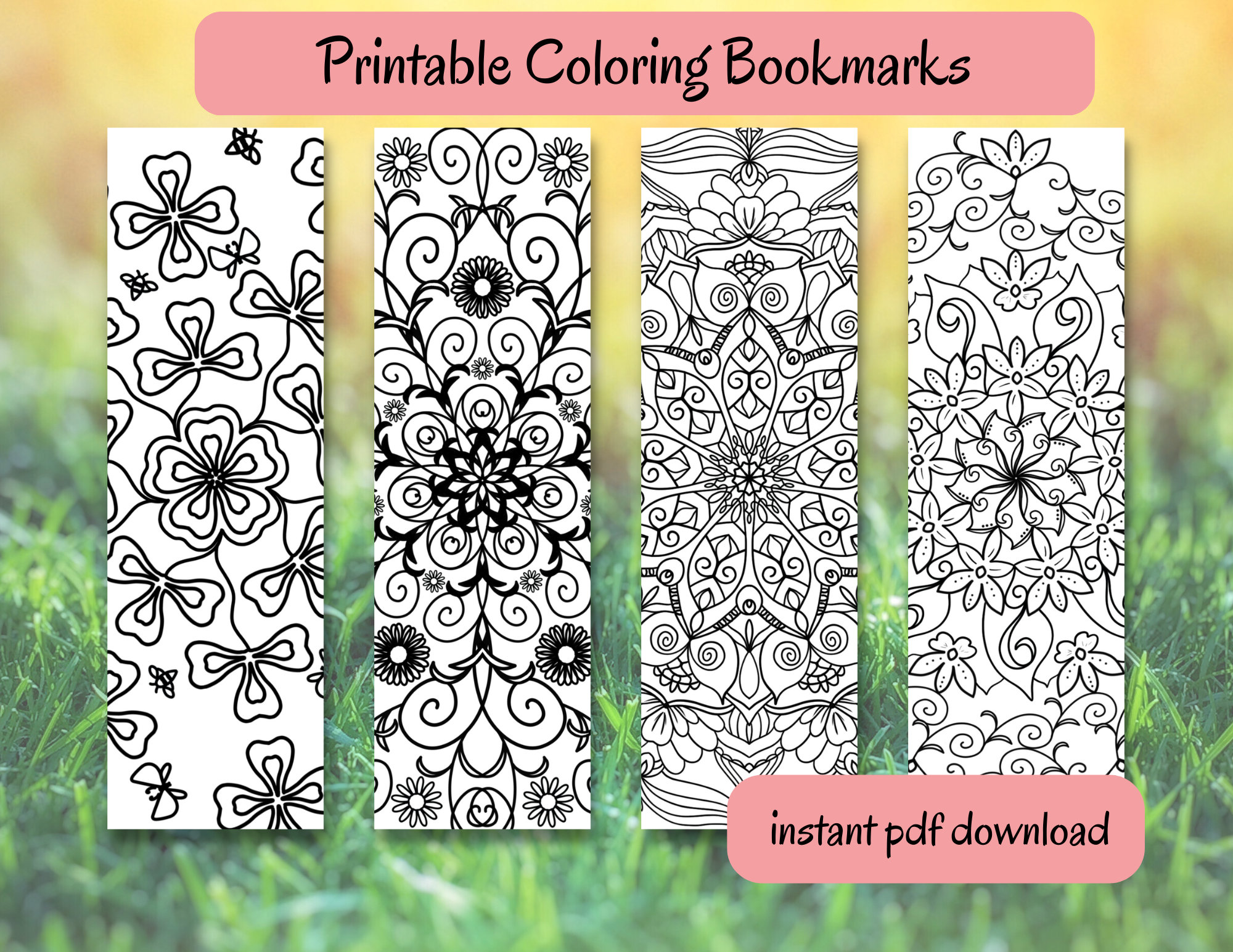 Printable DIY Coloring Bookmarks | Floral Mandala Series 2 | Set of 4 ...