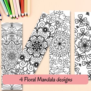 Printable DIY Coloring Bookmarks | Floral Mandala Series 2 | Set of 4 ...