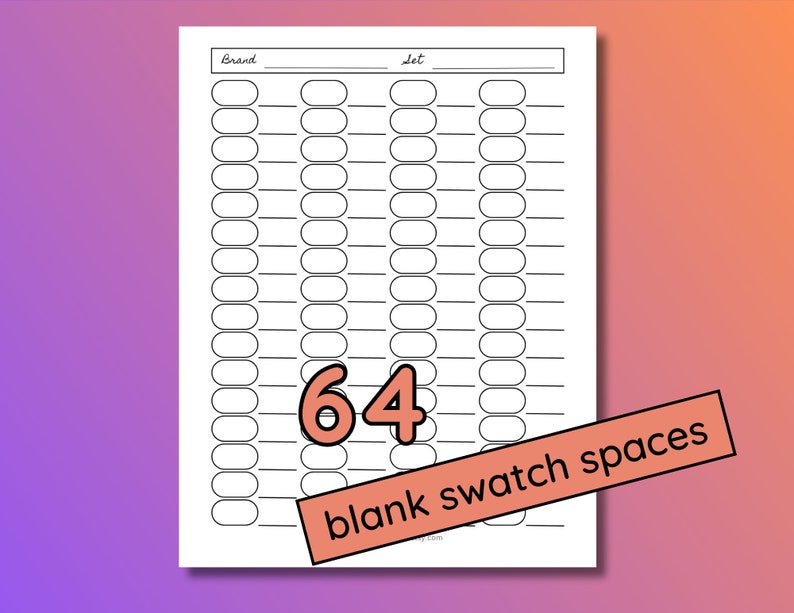 32, 48 and 64 Blank Color Swatch Charts | Printable | Color Charts for ...