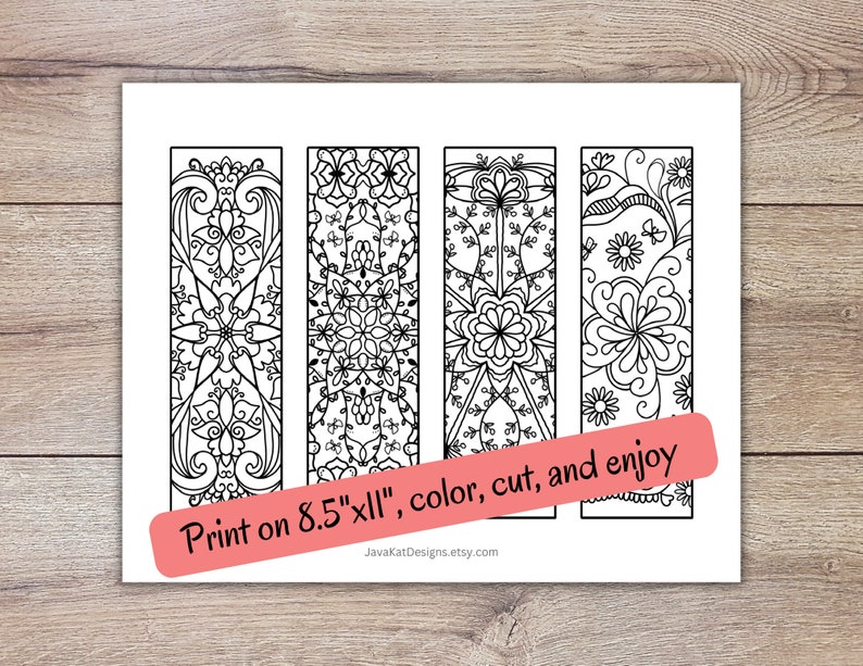 Printable DIY Coloring Bookmarks Floral Mandala Design Set of 4 ...