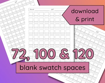 32, 48 and 64 Blank Color Swatch Charts | Printable | Color Charts for ...