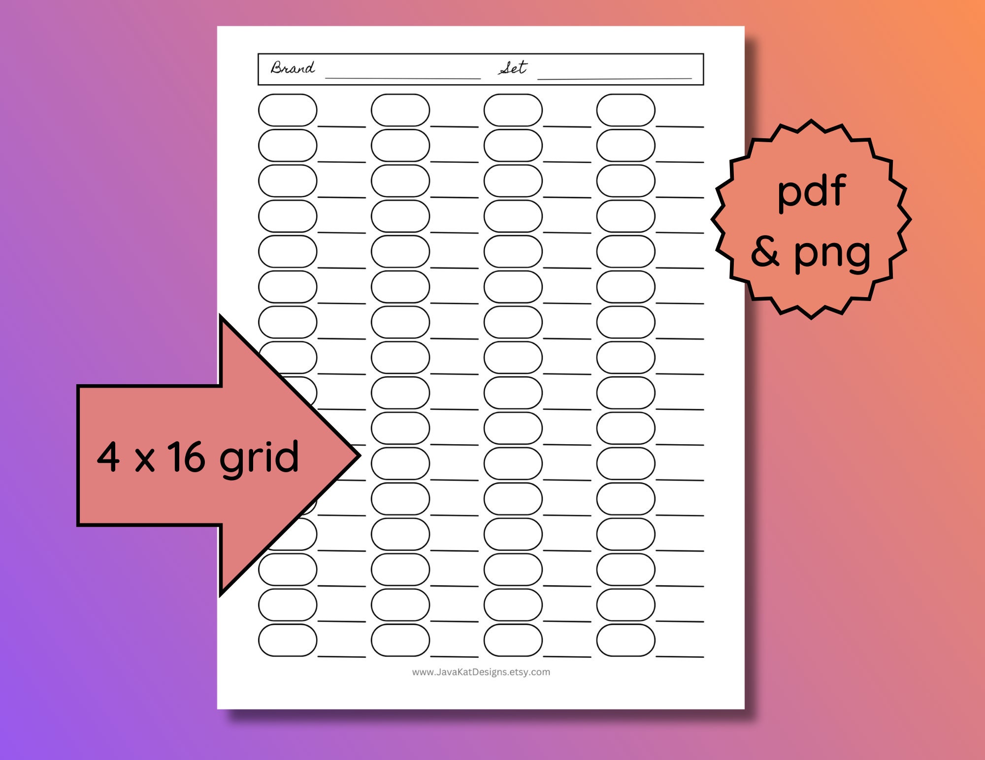 64 Blank Color Swatch Chart | Printable | Color Chart for Colored ...