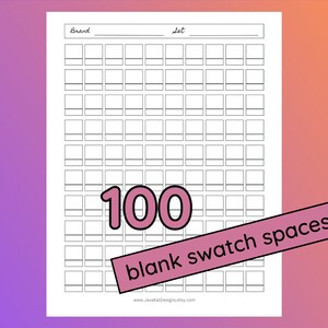 72, 100 and 120 Blank Color Swatch Charts | Printable | Color Charts ...