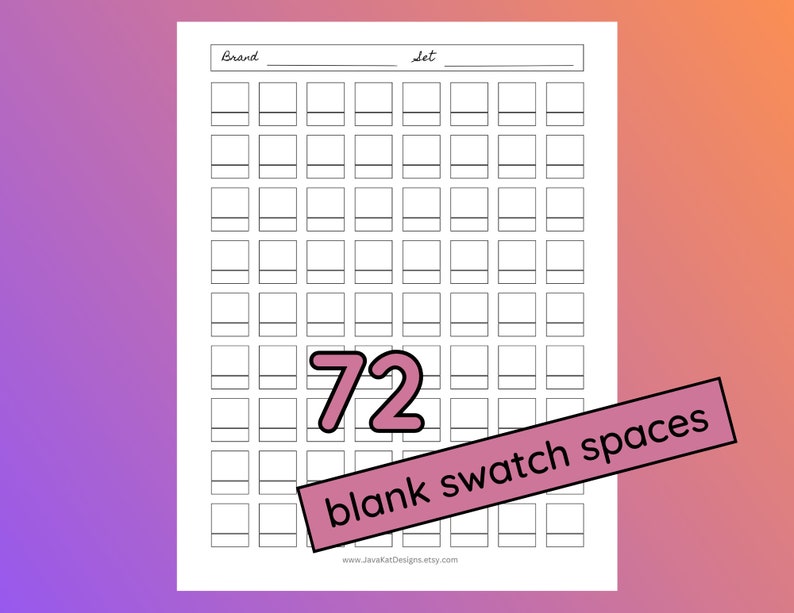 72, 100 and 120 Blank Color Swatch Charts | Printable | Color Charts ...