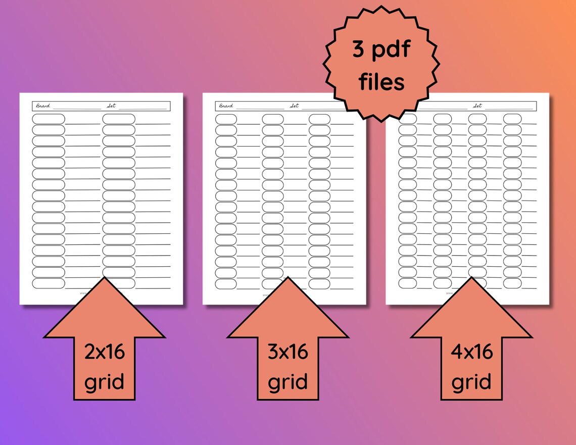 32, 48 and 64 Blank Color Swatch Charts | Printable | Color Charts for ...