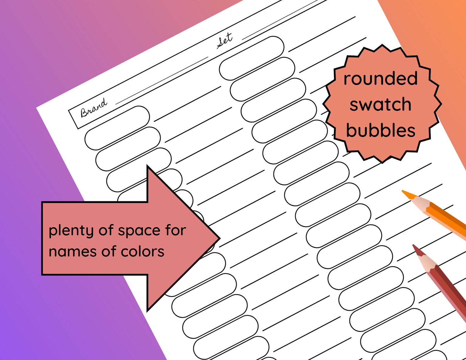 32 Blank Color Swatch Chart | Printable | Color Chart for Colored ...