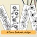Printable DIY Coloring Bookmarks | Flower Designs | Set of 4 Coloring ...