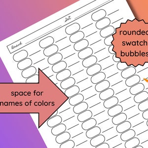 64 Blank Color Swatch Chart | Printable | Color Chart for Colored ...