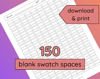 100 Blank Color Swatch Chart | Printable | Color Chart for Colored ...