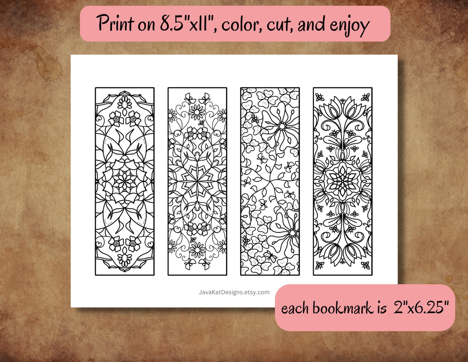 Printable DIY Coloring Bookmarks Floral Mandala Design Set - Etsy