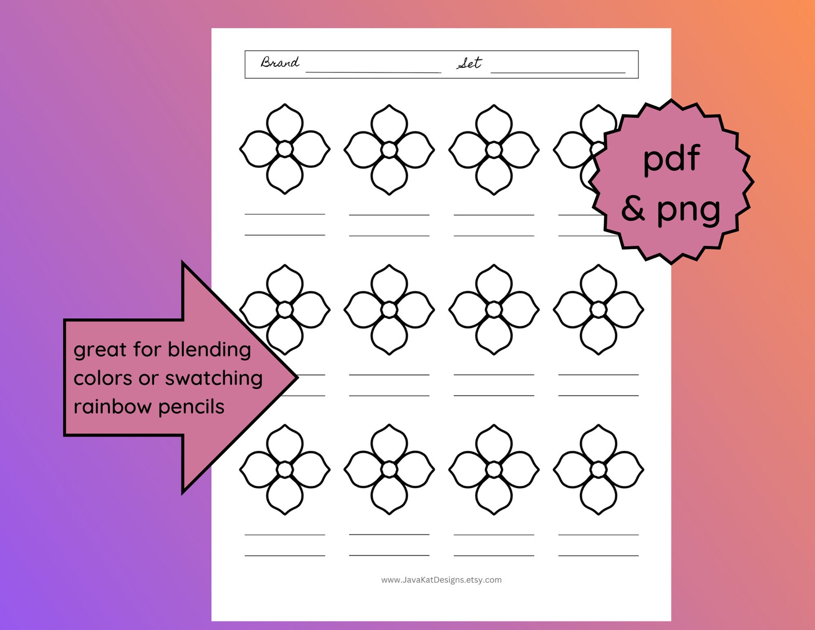 12 Blank Color Swatch Chart | Printable | Color Chart for Colored ...