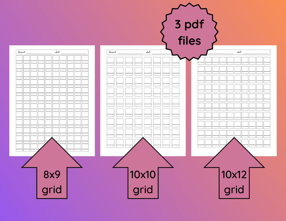 72, 100 and 120 Blank Color Swatch Charts | Printable | Color Charts ...