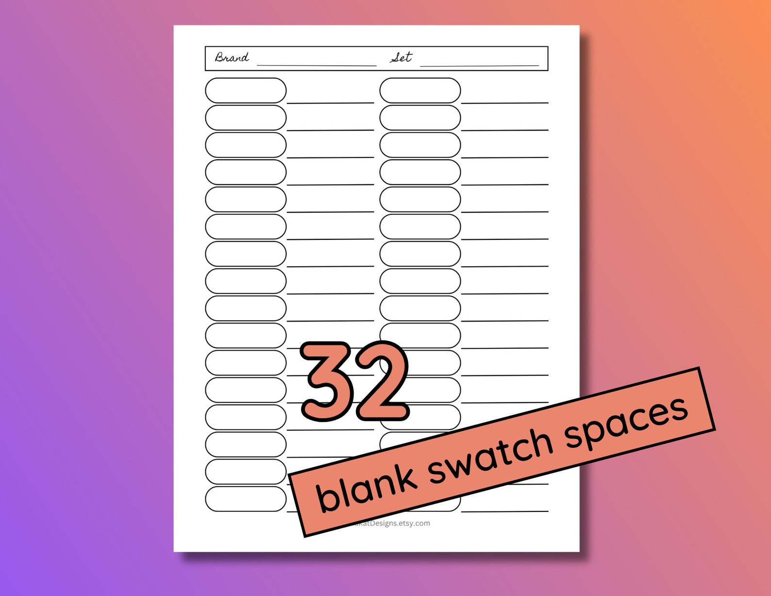 32, 48 and 64 Blank Color Swatch Charts | Printable | Color Charts for ...