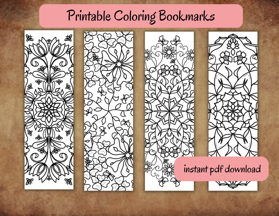 Printable DIY Coloring Bookmarks | Floral Mandala Design | Set of 4 ...