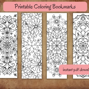 Printable DIY Coloring Bookmarks | Floral Mandala Design | Set of 4 ...