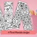 Printable DIY Coloring Bookmarks Floral Mandala Design Set of 4 ...