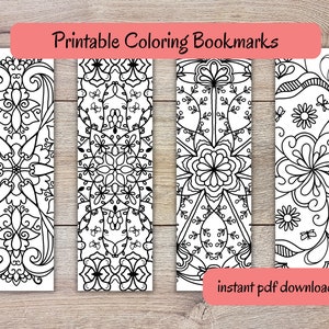 Printable DIY Coloring Bookmarks Floral Mandala Design Set of 4 ...