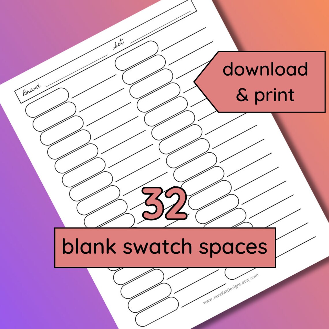 32 Blank Color Swatch Chart | Printable | Color Chart for Colored ...