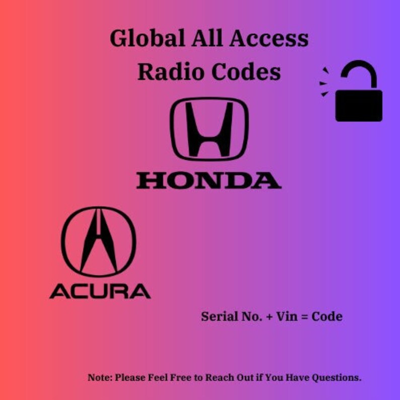 Radio Navigation Unlock Code for Acura Honda - Etsy