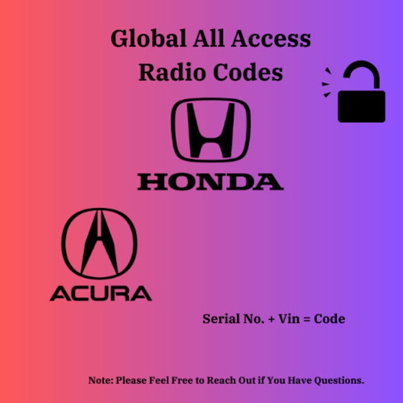 Radio Navigation Unlock Code for Acura Honda - Etsy